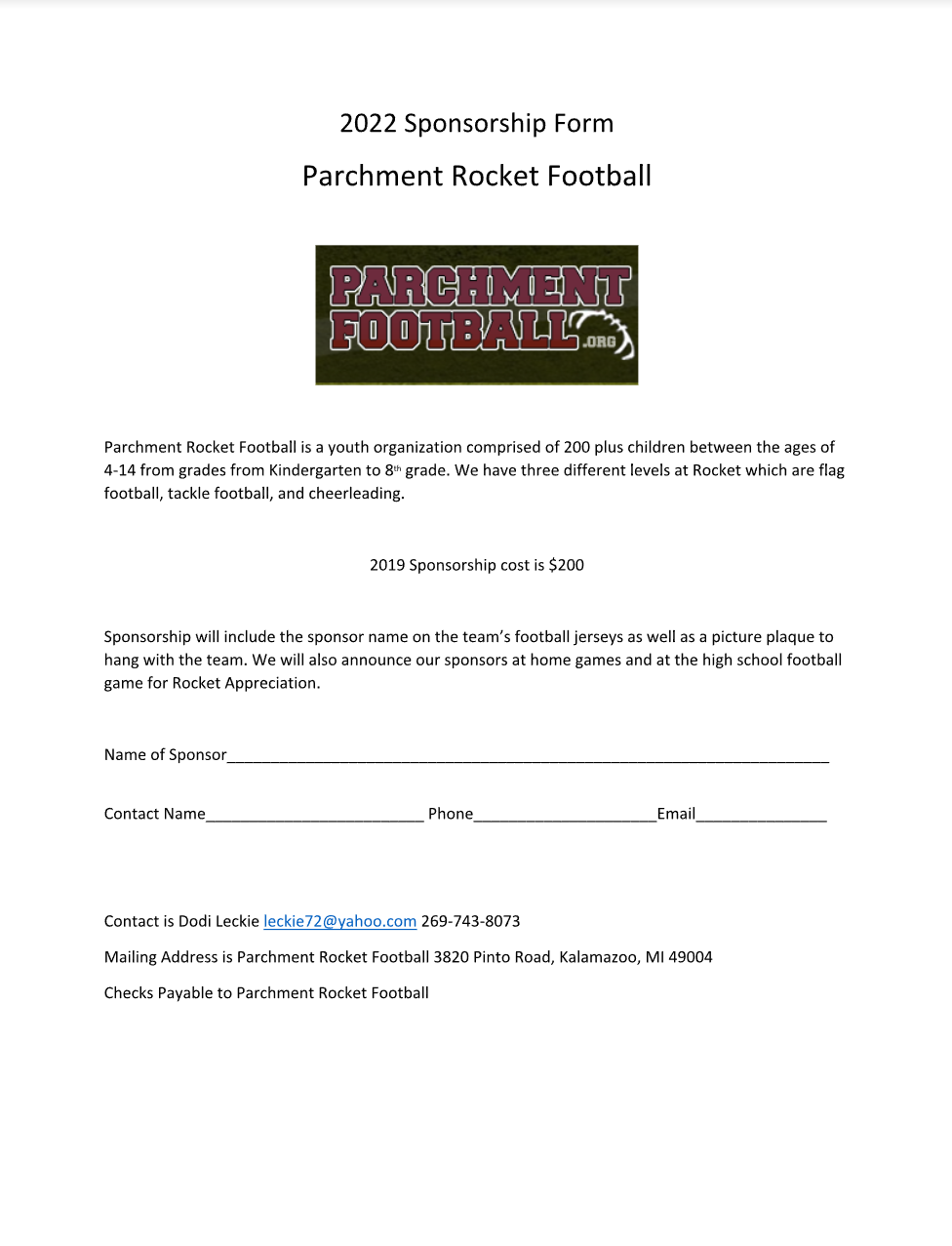 Parchment Rocket Football